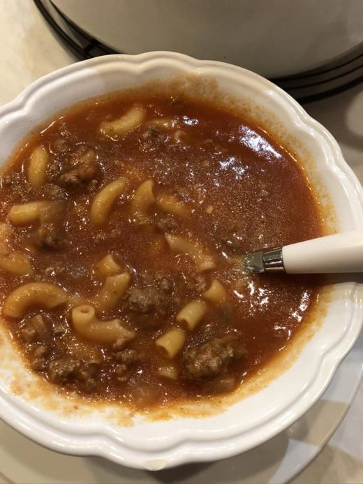 Ground Beef Tomato Macaroni Soup - Lynn's Kitchen Adventures