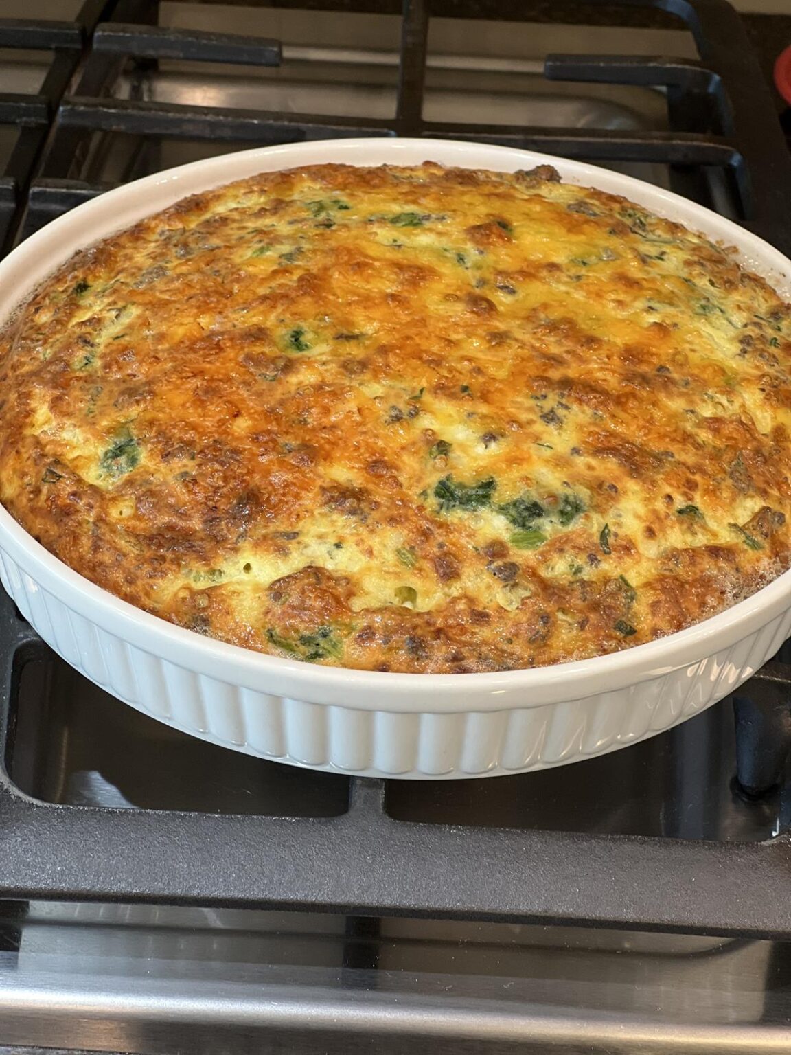 Crustless Spinach Sausage Cottage Cheese Quiche - Lynn's Kitchen Adventures